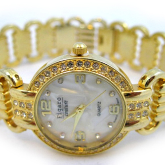 Figaro Couture | Accessories | New Womens Watch Pearl Crystal Gold ...